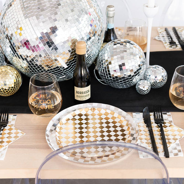 Sparkling Gold Checked Dinner Plates – Cami Monet