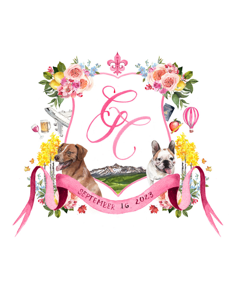 Custom Watercolor Wedding Crest – Cami Monet